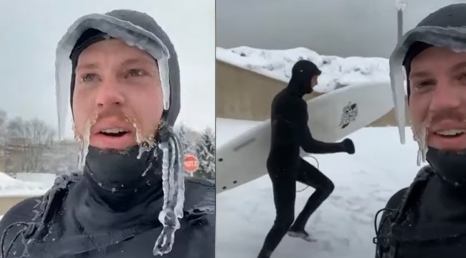 Surfer Endured -12 Degree Celsius Weather To Surf Eight-Foot Waves In ...